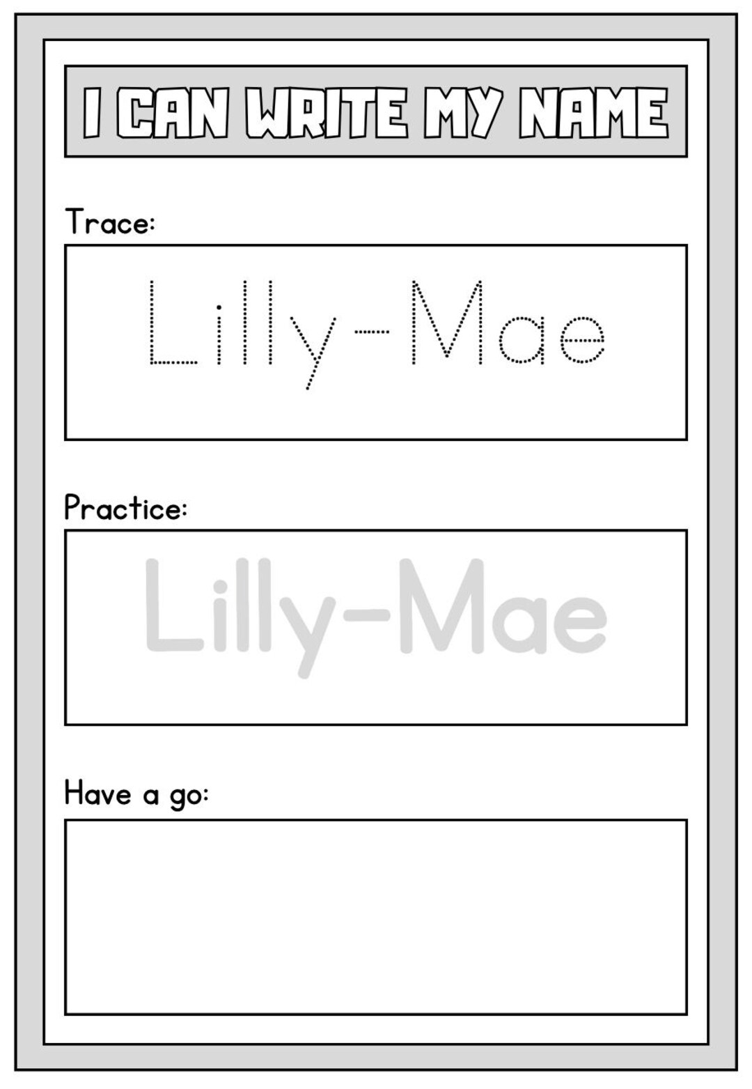 Personalised Trace Your Name Downloadable - Etsy