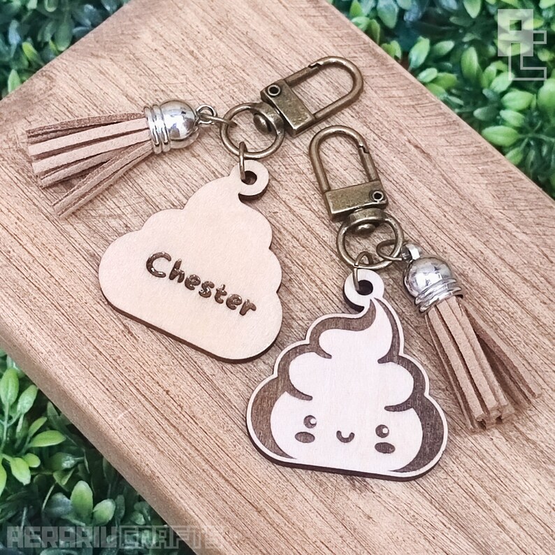 Personalized Poop Emoji Keychain, Cute Face Keychain With Brown Tassel ...