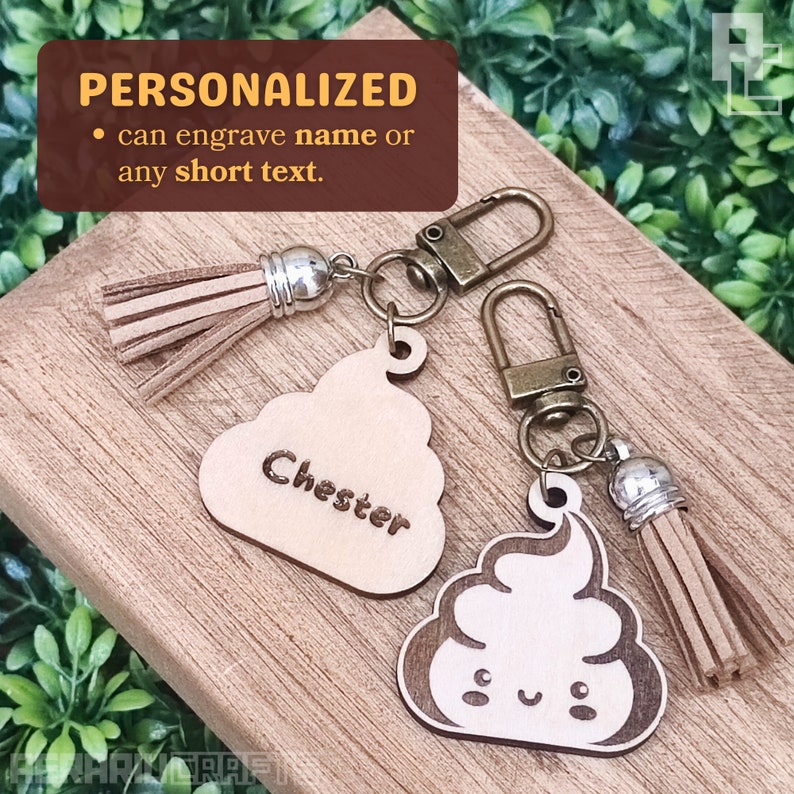Personalized Poop Emoji Keychain, Cute Face Keychain With Brown Tassel ...