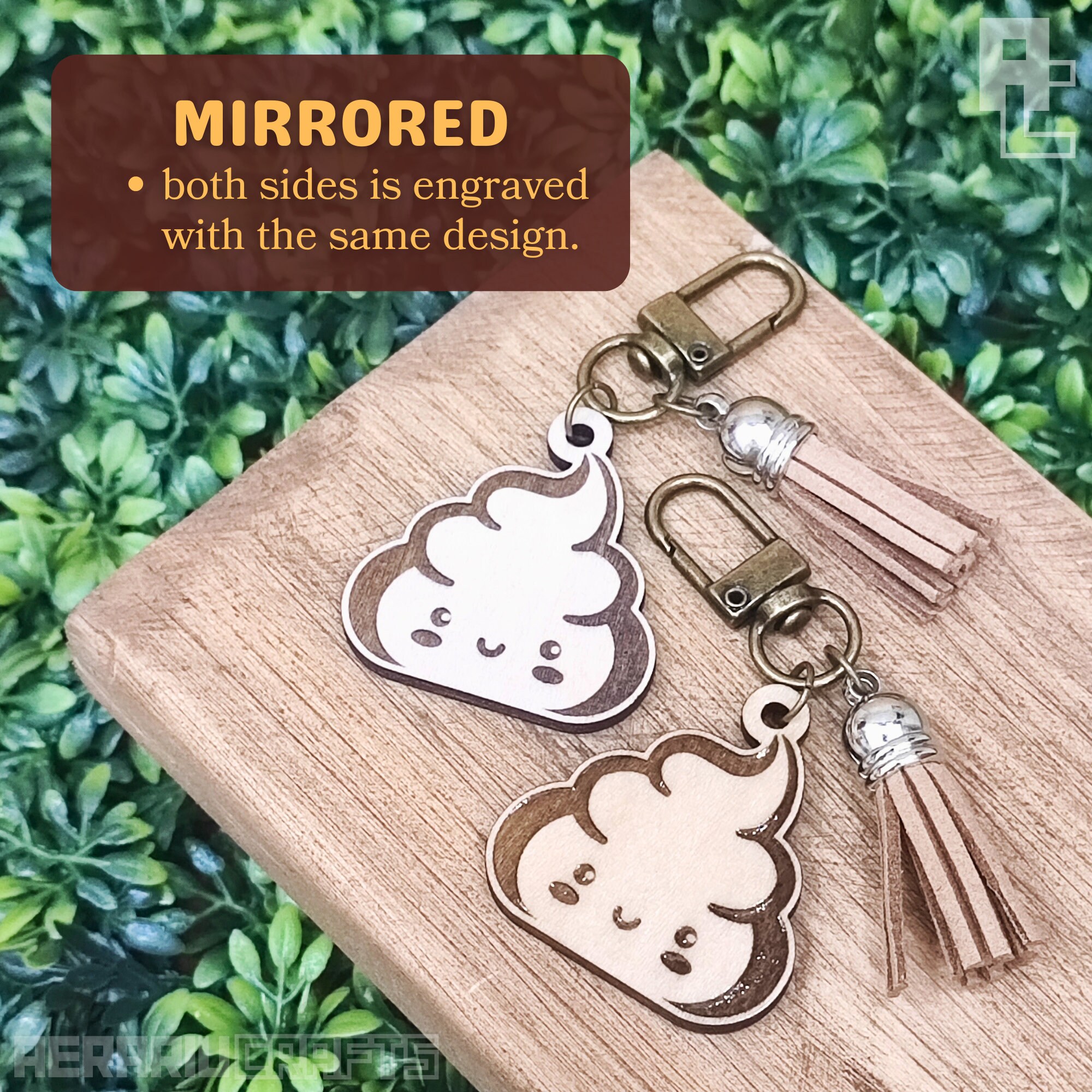 Personalized Poop Emoji Keychain, Cute Face Keychain With Brown Tassel ...