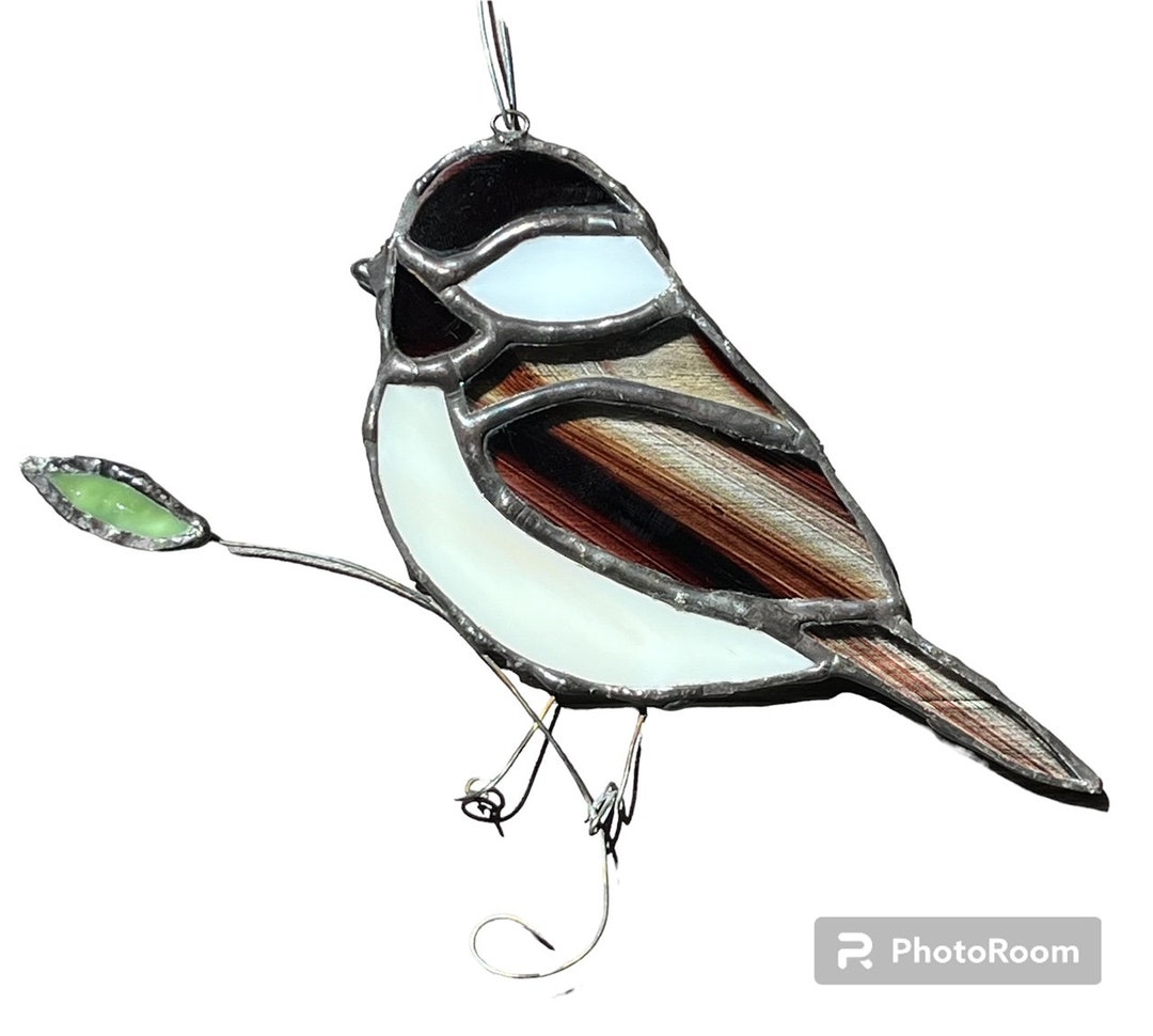 Stained Glass Chickadee Bird Suncatcher - Etsy
