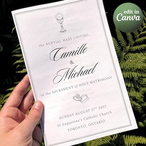 Catholic Wedding Program Template: Elegant Church Ceremony Booklet ...