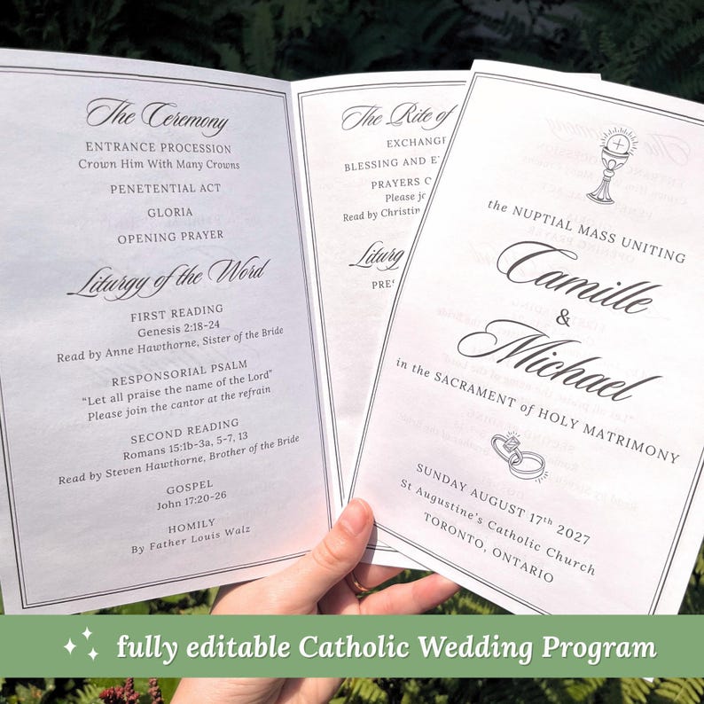 Catholic Wedding Program Template: Elegant Church Ceremony Booklet ...