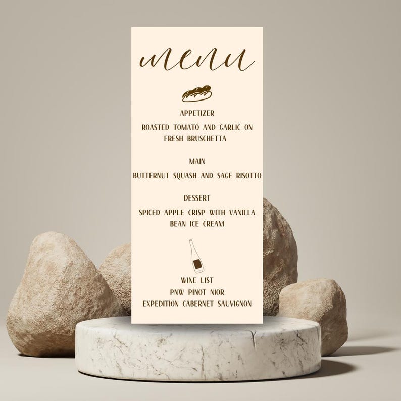 Cute Dinner Party Menu Template | Instant Download | Editable Canva ...