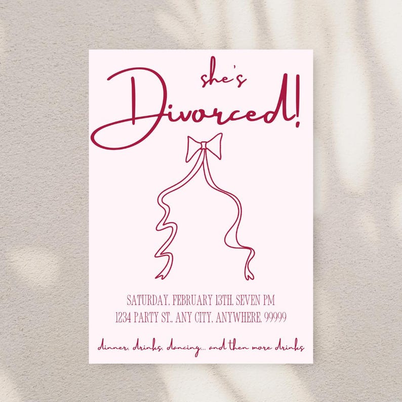 Cutesy Pink Divorce Party Invitation Template | Girls Night Out ...