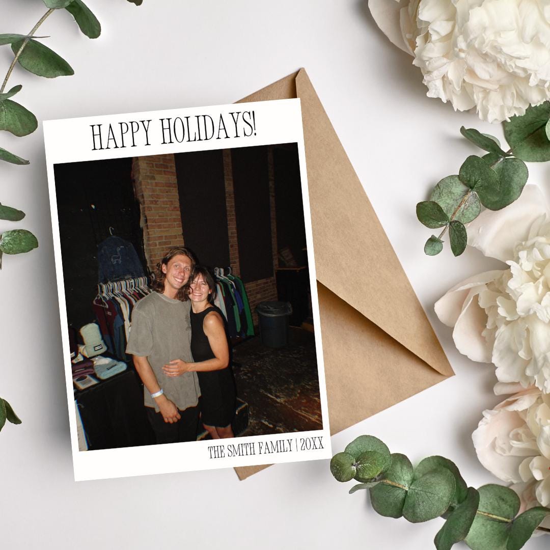 Modern and Minimal Holiday Card Template | Editable Photo Grid Holiday ...