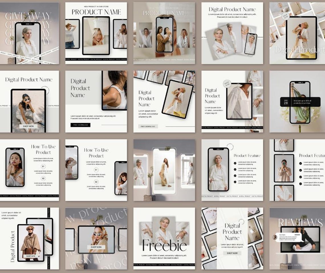 100 Faceless Instagram Templates: Digital Marketing, Master Resell ...