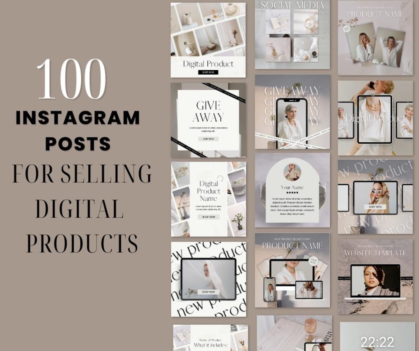 100 Faceless Instagram Templates: Digital Marketing, Master Resell ...