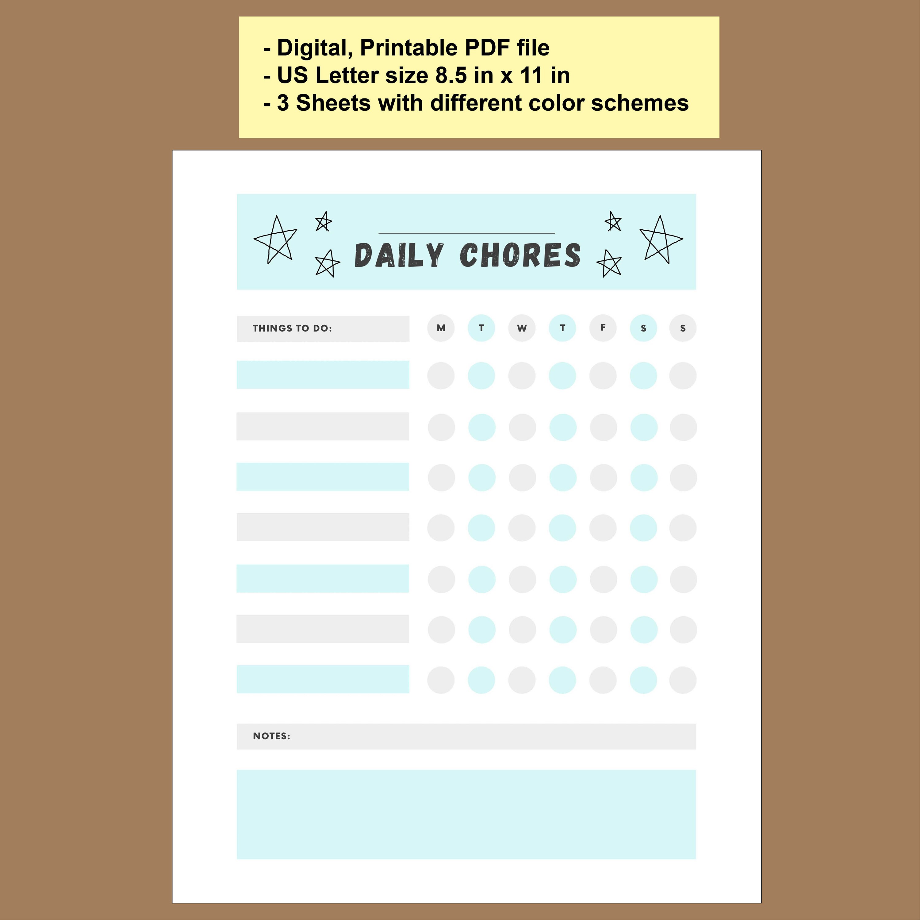 ADHD Chore Chart, Daily Checklist, Kids Routine Chart, Digital Pdf ...