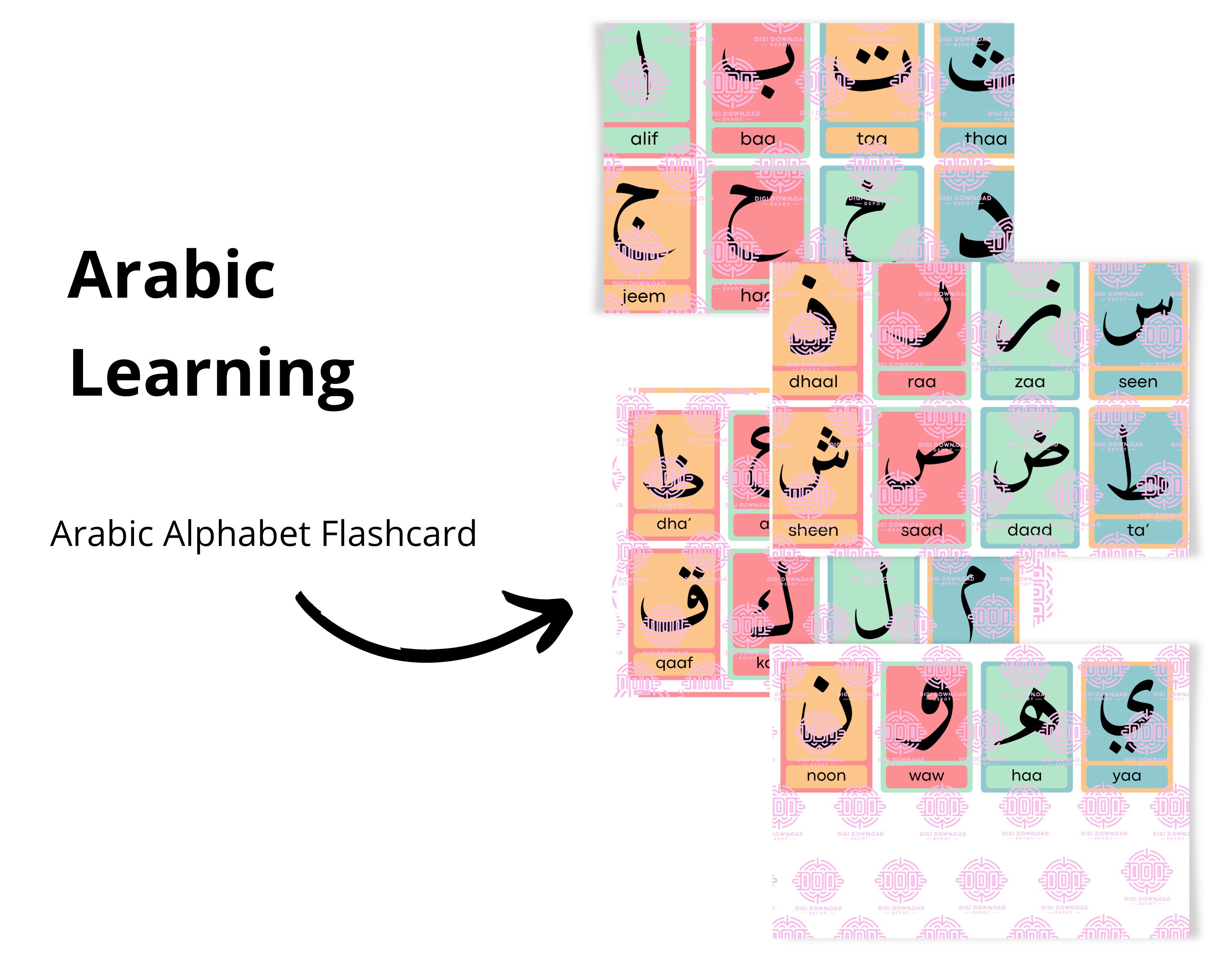 Arabic Alphabet Flashcards - Etsy