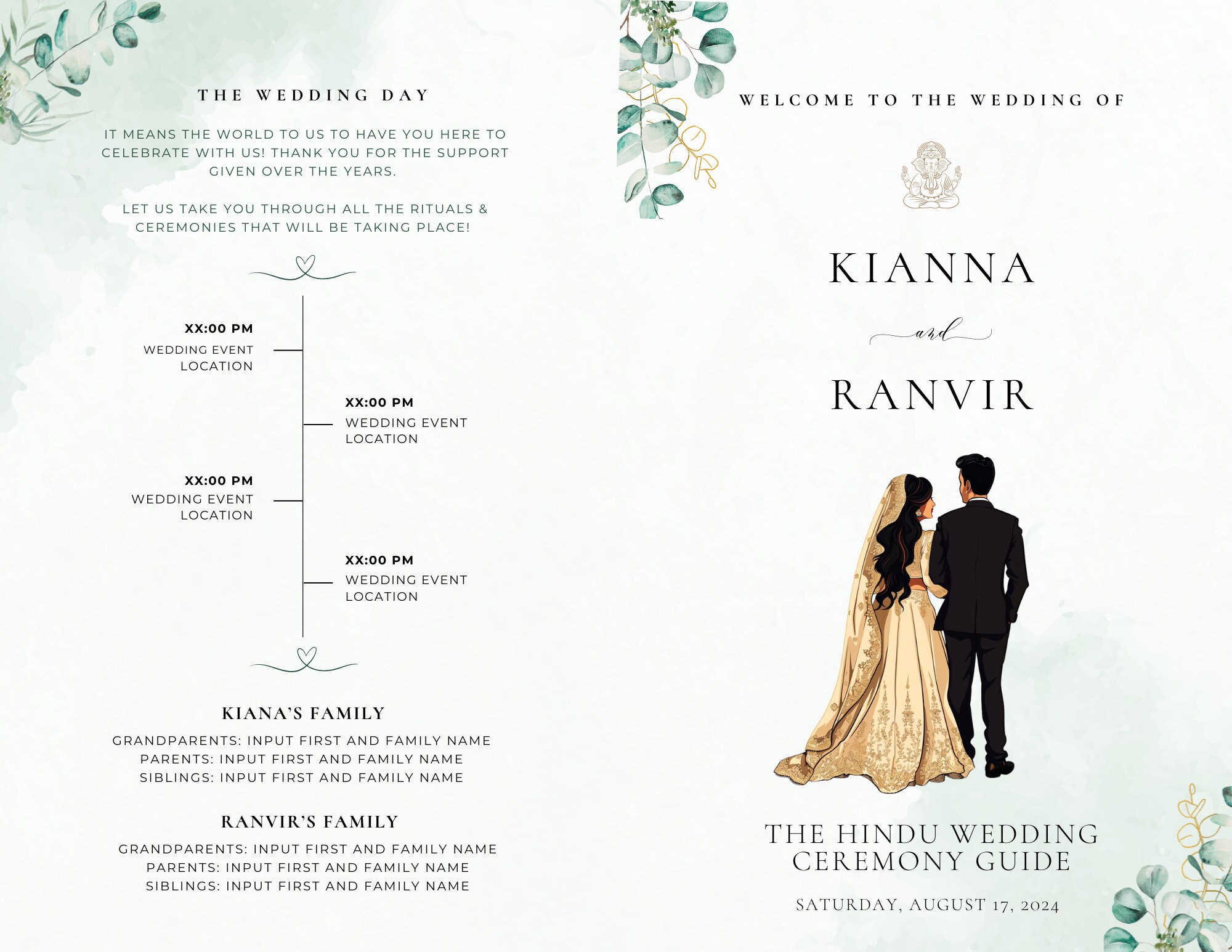 Hindu Wedding Program Hindu Wedding Program Template Hindu Wedding ...