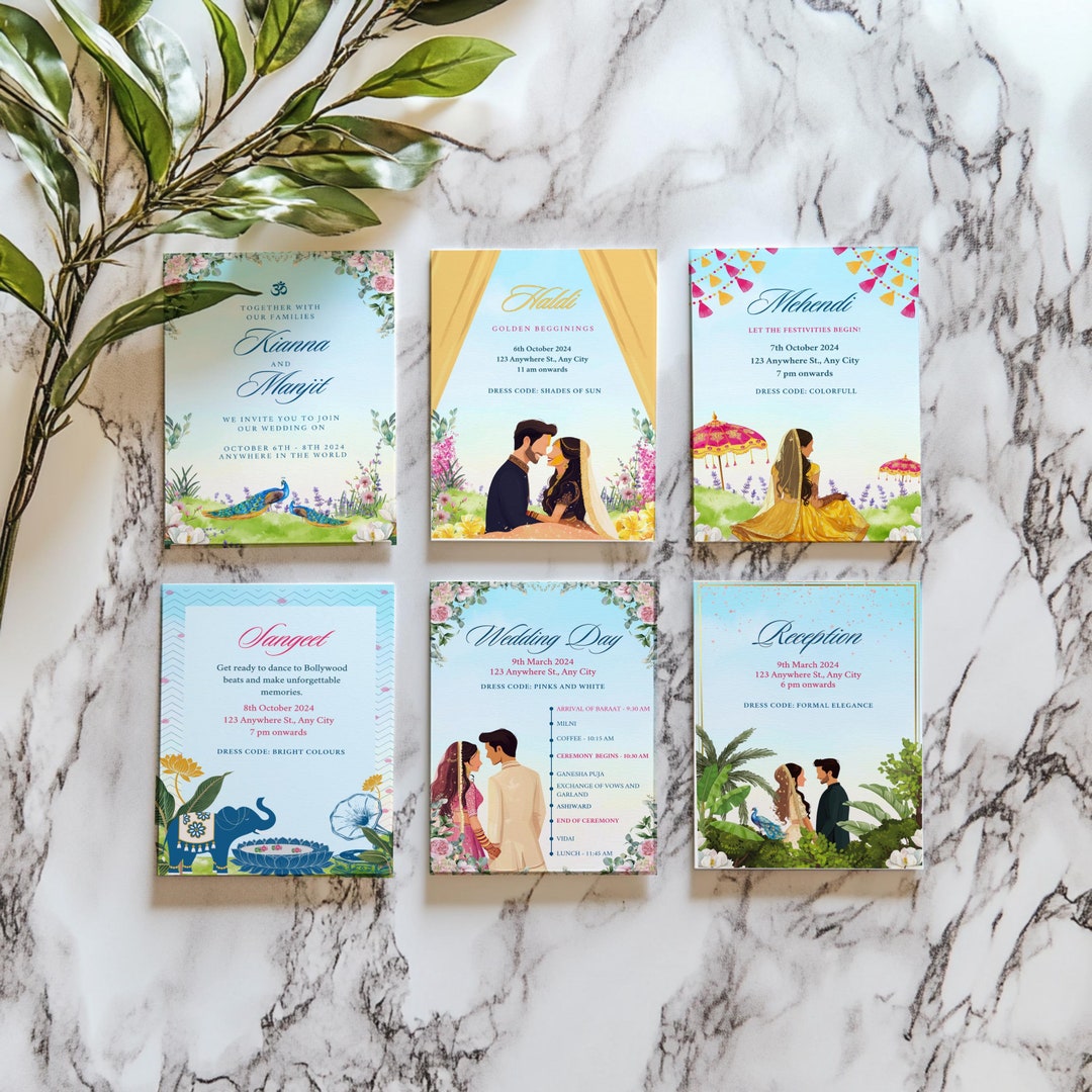 Hindu Wedding Invite Set With Full Hindu Program Hindu Wedding Program ...