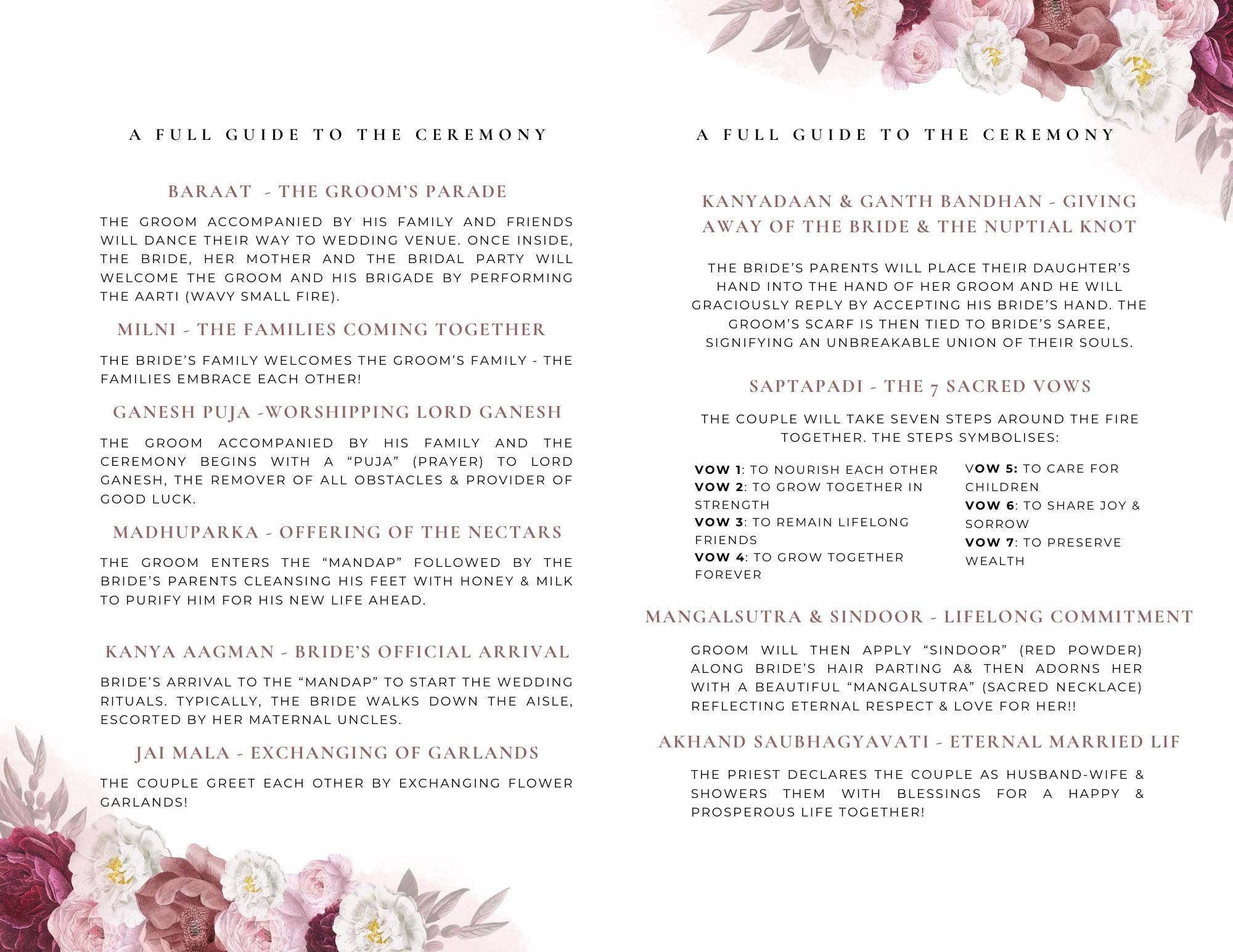 Hindu Wedding Program Hindu Wedding Program Template Hindu Wedding ...