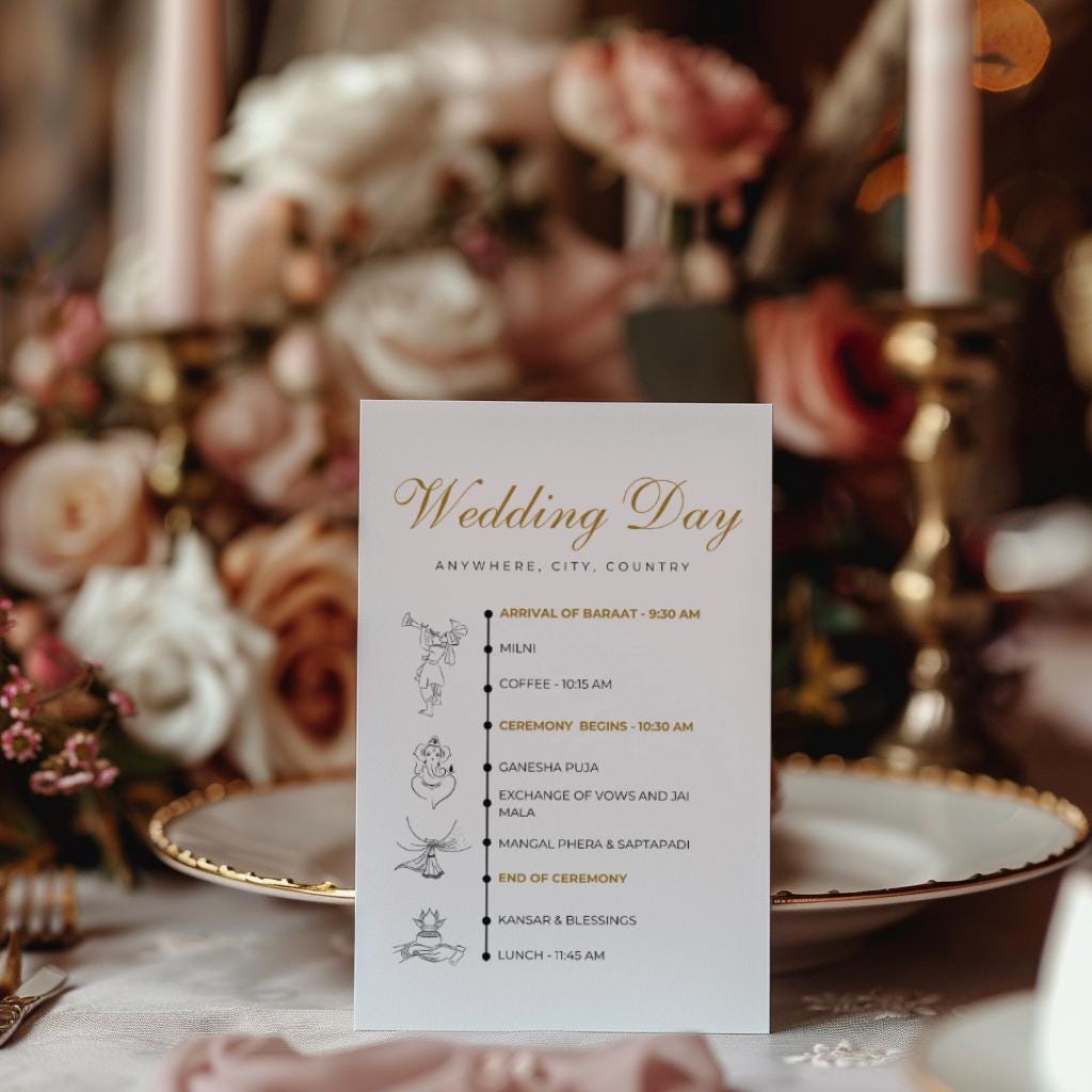 Hindu Wedding Program Template Indian Wedding Ceremony Program Hindu ...