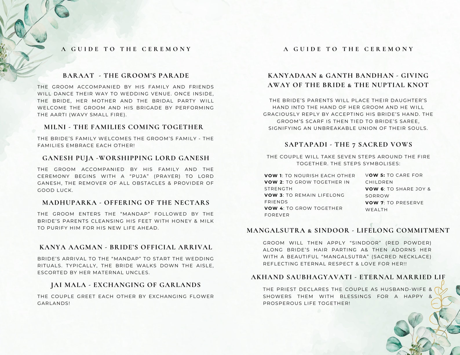 Hindu Wedding Program Hindu Wedding Program Template Hindu Wedding ...