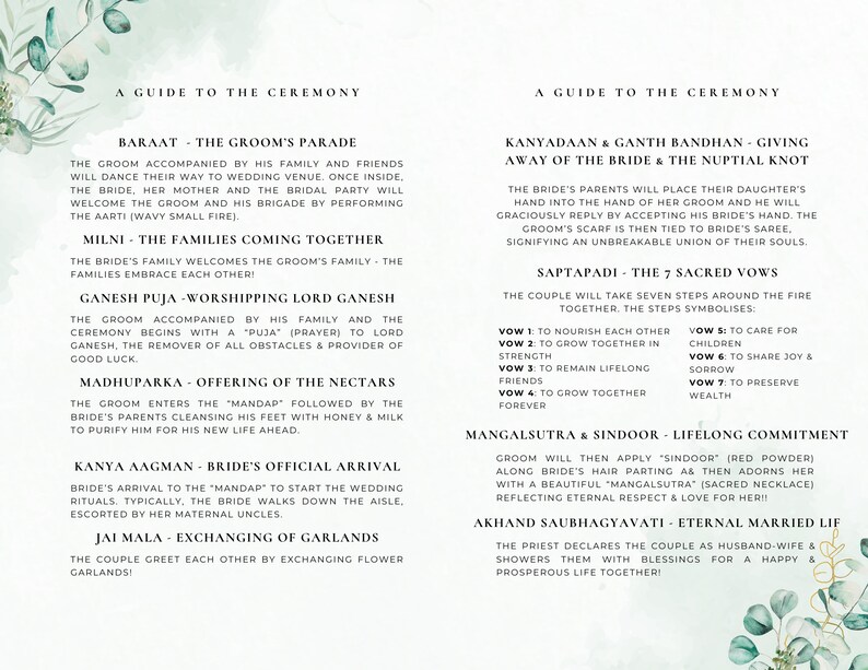 Hindu Wedding Program Hindu Wedding Program Template Hindu Wedding ...