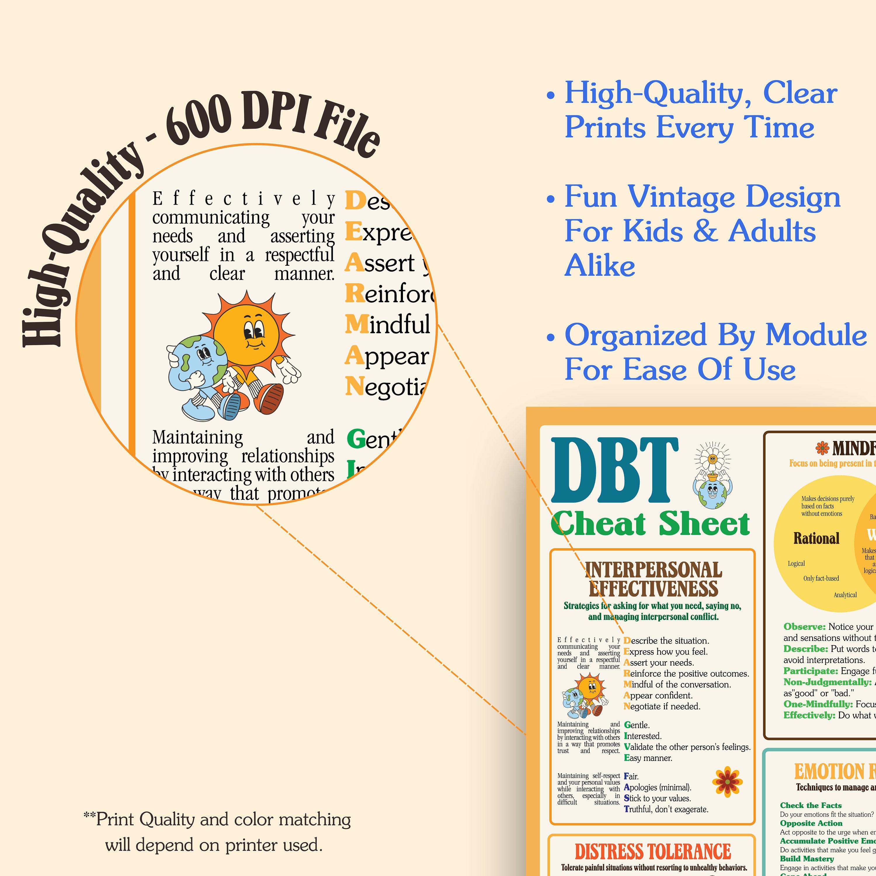 DBT Skills Cheat Sheet, Dialectical Behavioral Therapy Printout, BPD ...