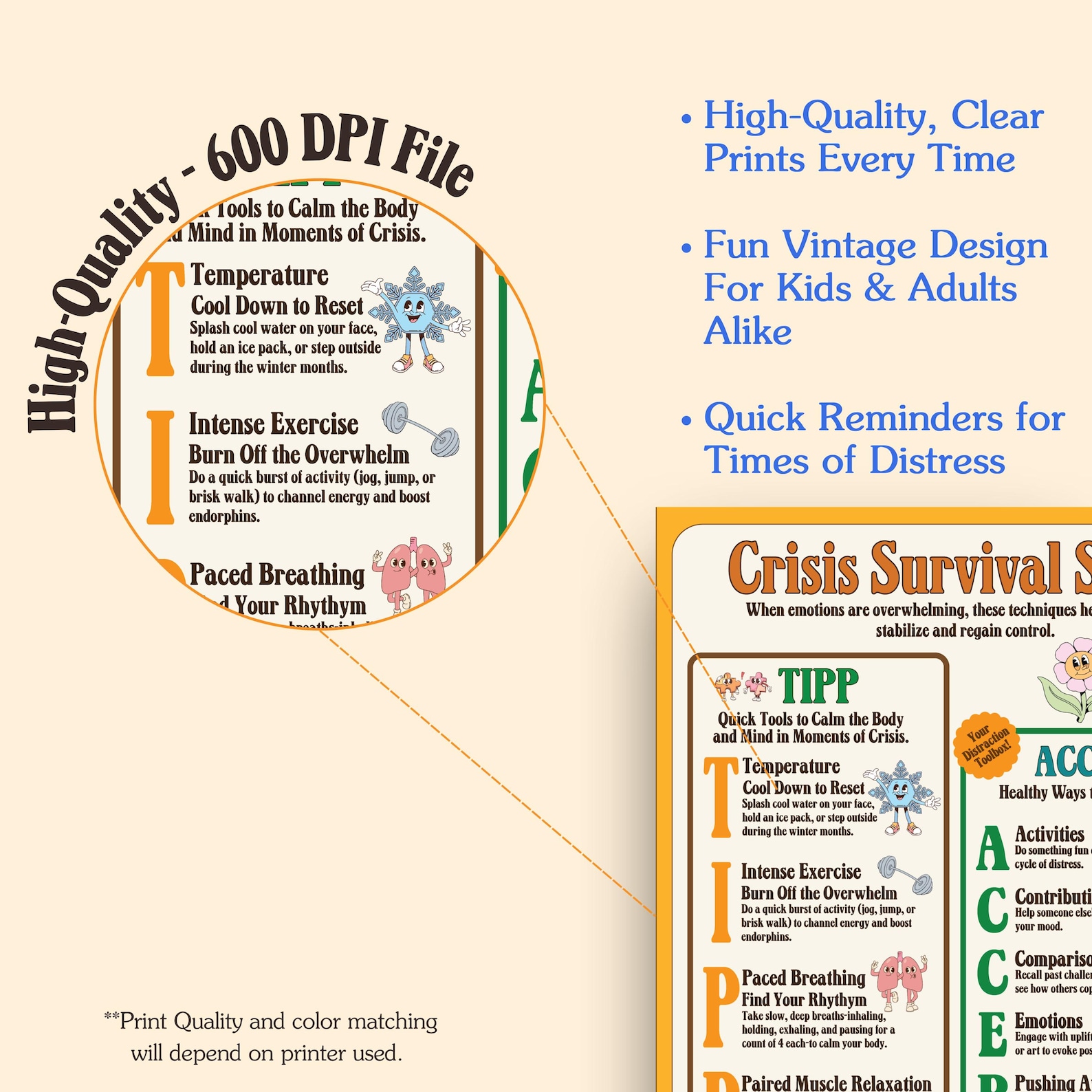 DBT Crisis Survival Skills Printable Poster, Dialectical Behavioral ...