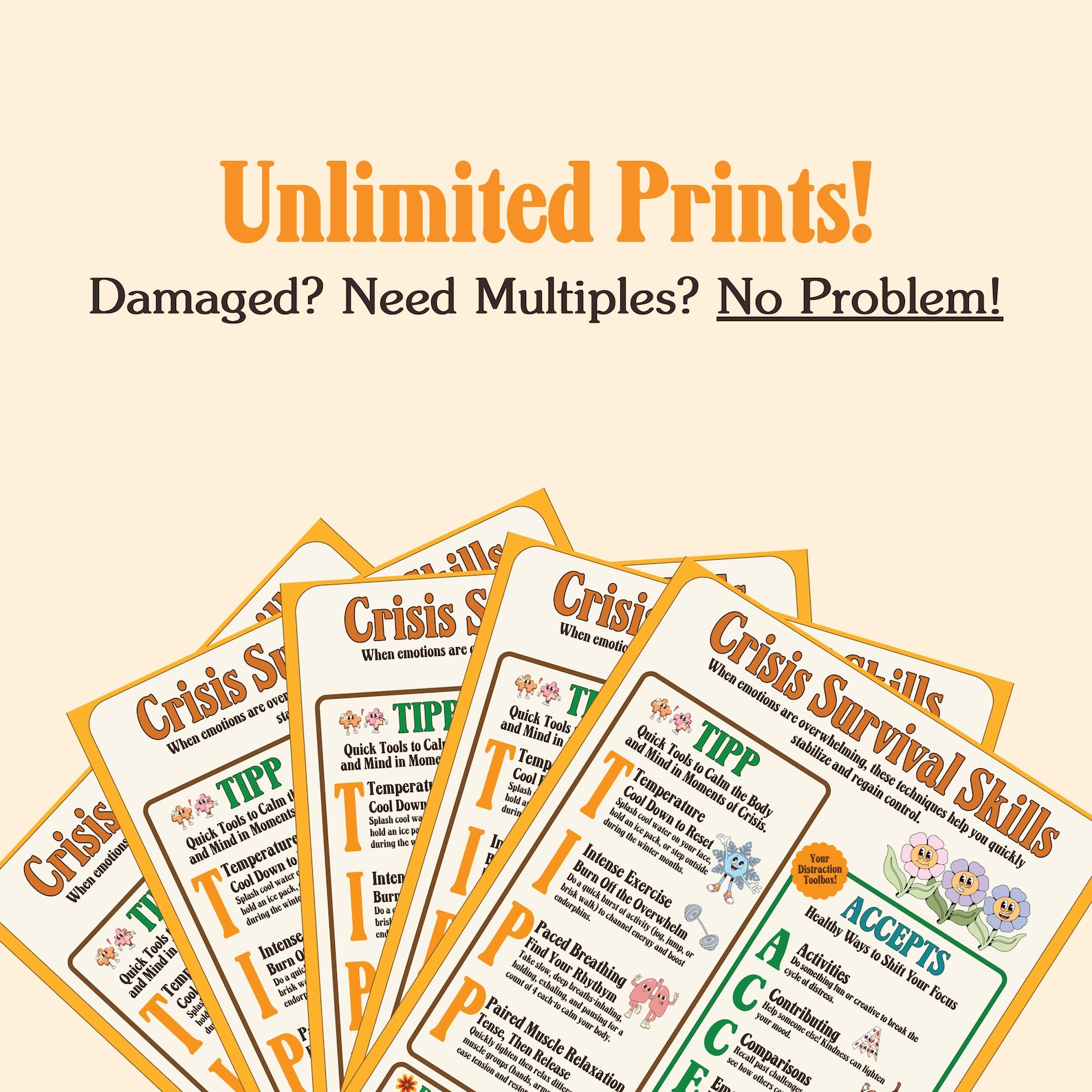 DBT Crisis Survival Skills Printable Poster, Dialectical Behavioral ...