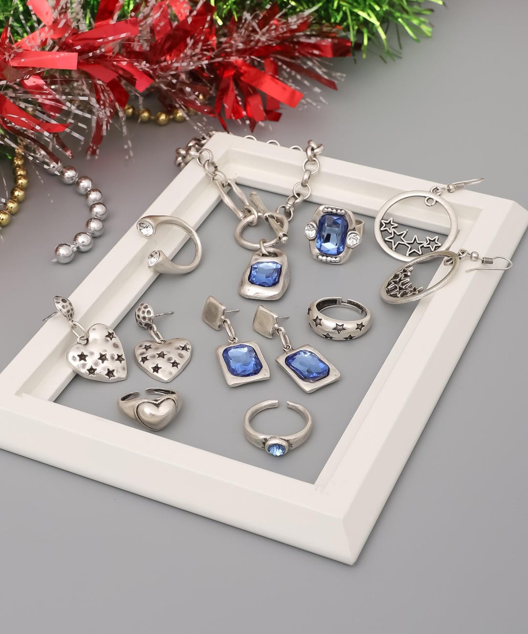 Sparkling Blue Crystal Stone Jewelry Collection - 9 Piece Gift Set ...