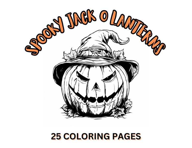 SPOOKY Halloween Jack O Lantern Coloring Pages 25 11x 8.5 - Etsy