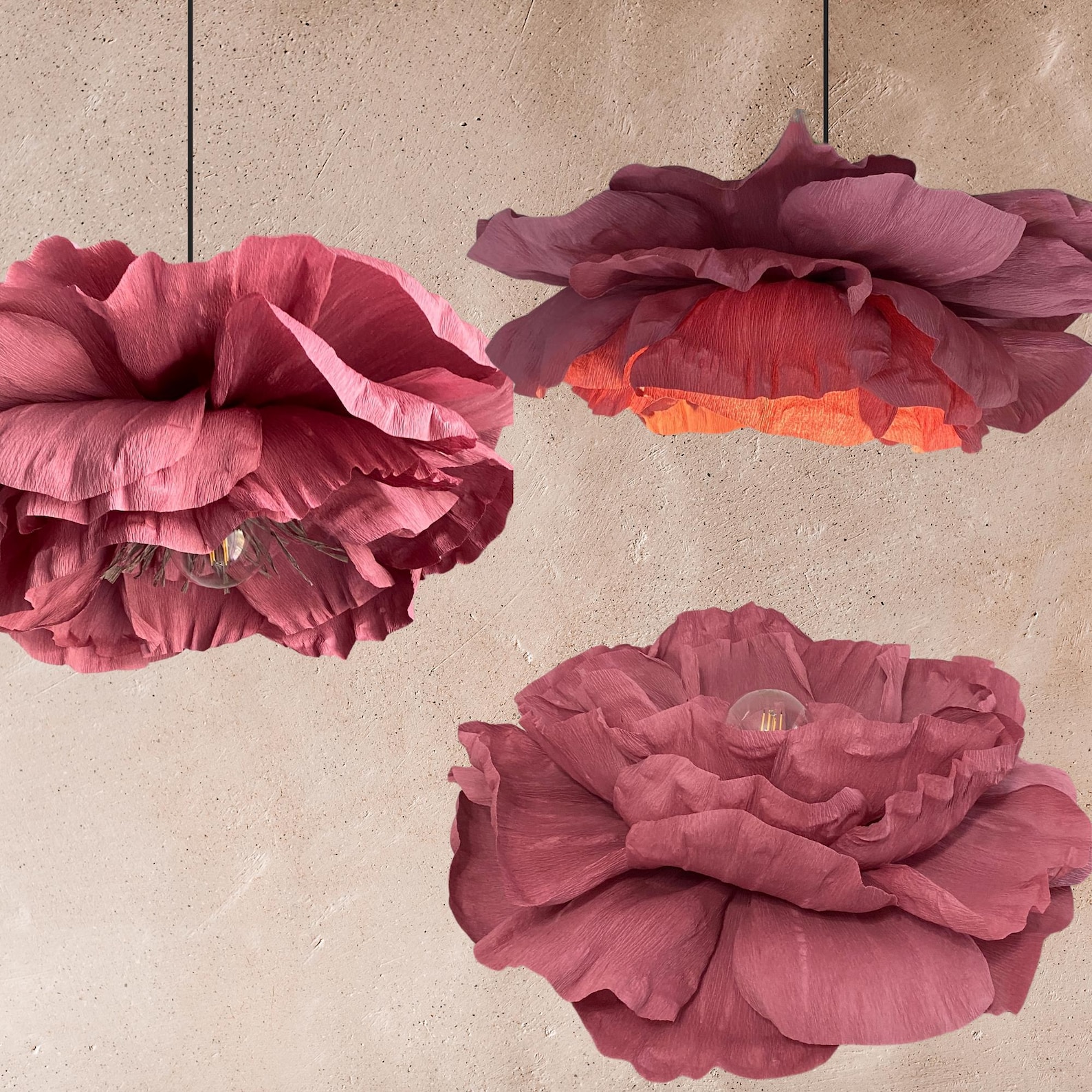 Handmade Crepe Paper Flower Chandelier: Boho Chic Pendant Light - Etsy