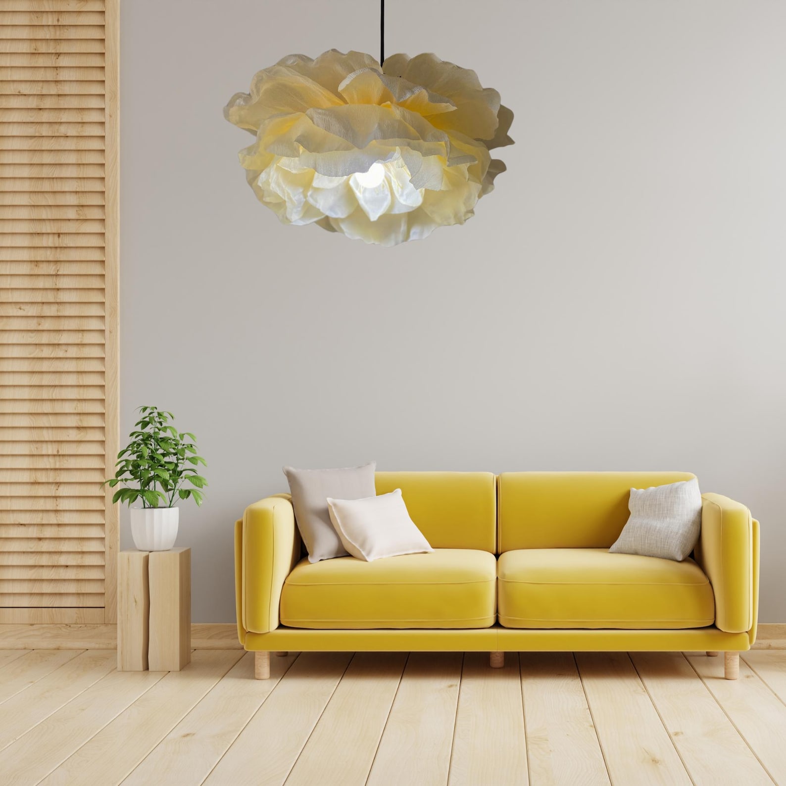 Flower Chandelier Light – Crepe Paper Pendant Lamp for Boho, Nursery or ...