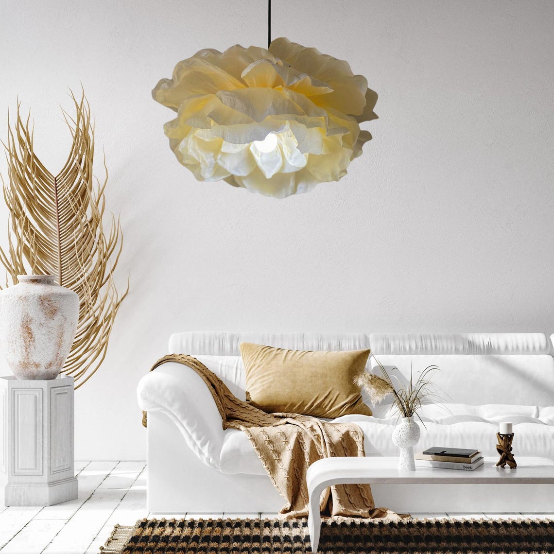 Flower Chandelier Light – Crepe Paper Pendant Lamp for Boho, Nursery or ...