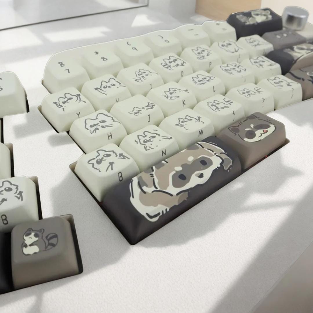 148-key Adorable Raccoon-themed Keycaps Set for Mechanical Keyboards ...