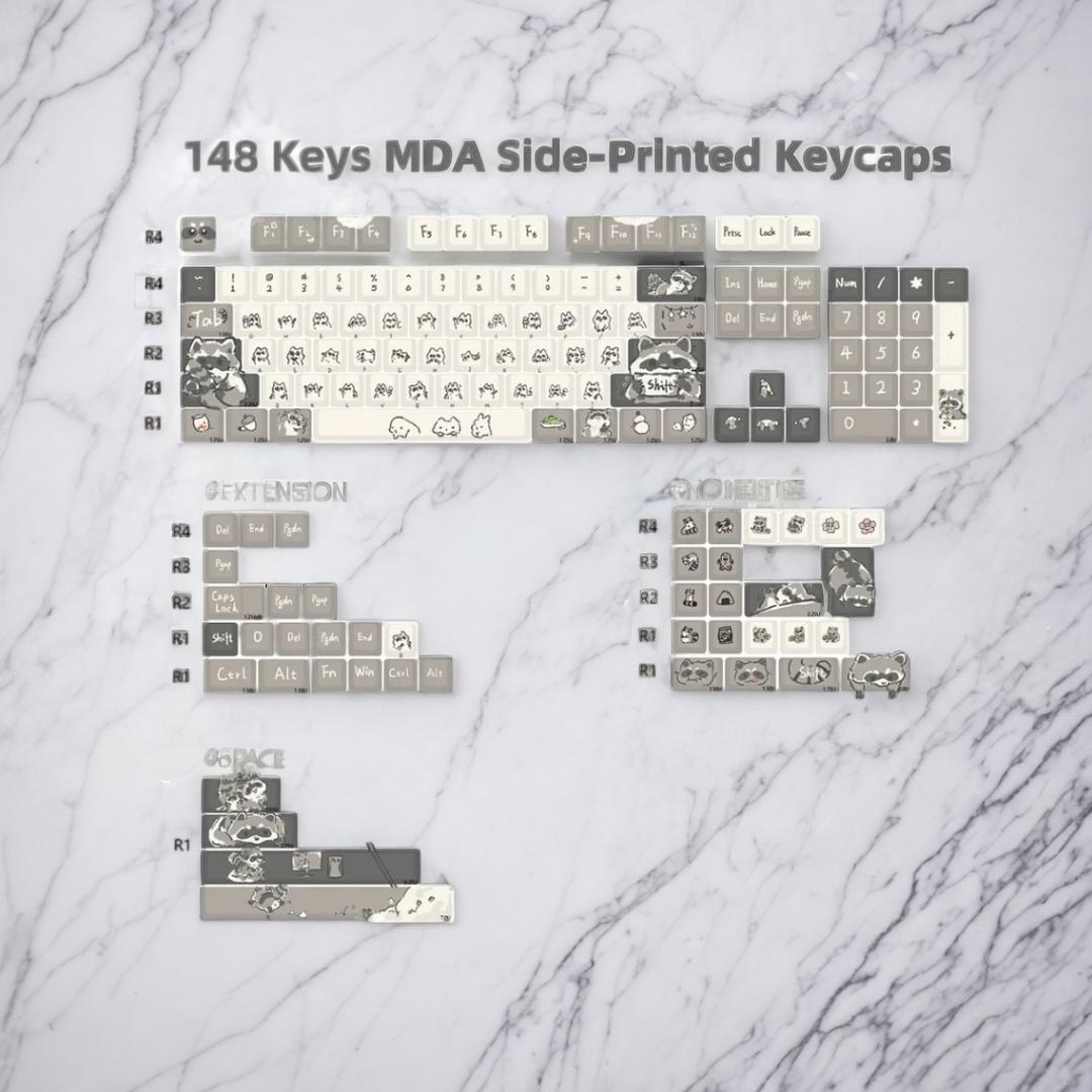 148-key Adorable Raccoon-themed Keycaps Set for Mechanical Keyboards ...