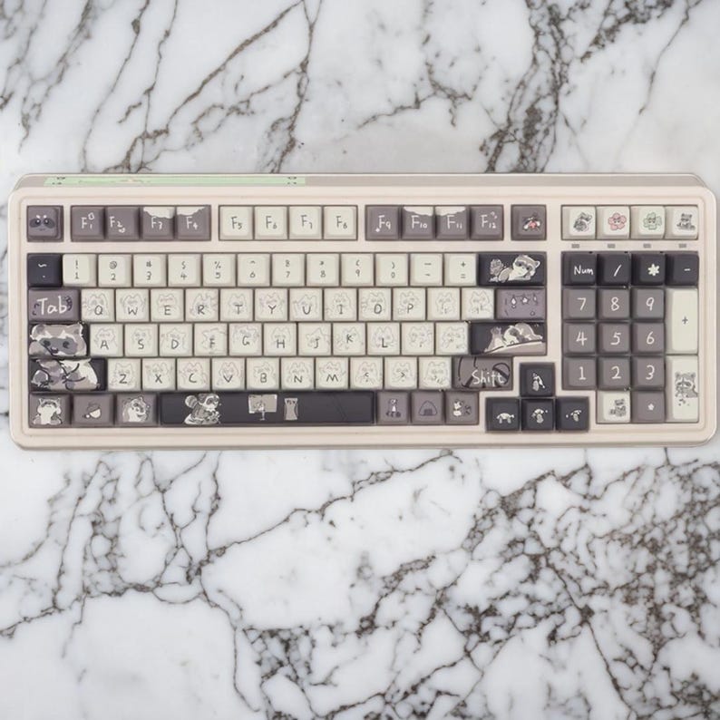 148-key Adorable Raccoon-themed Keycaps Set for Mechanical Keyboards ...