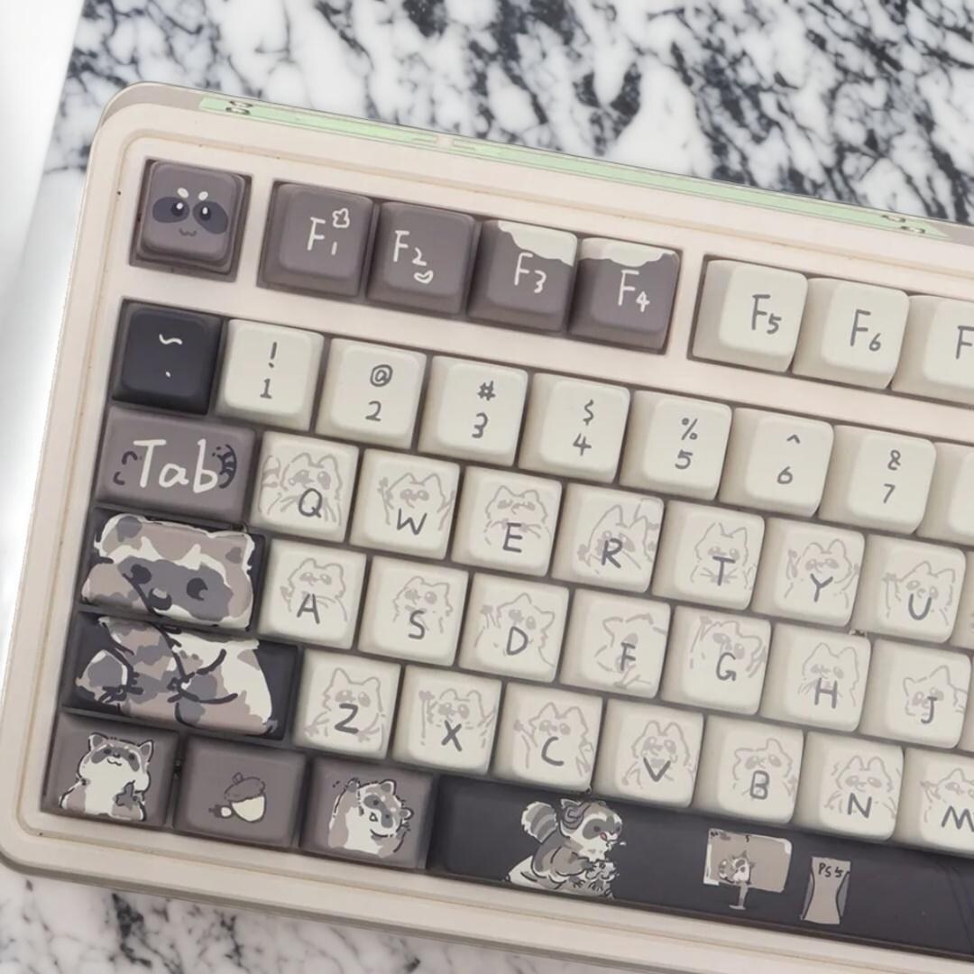 148-key Adorable Raccoon-themed Keycaps Set for Mechanical Keyboards ...