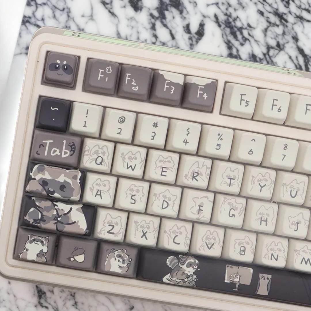 148-key Adorable Raccoon-themed Keycaps Set for Mechanical Keyboards ...