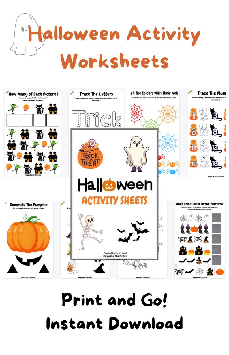 Halloween Activity Printable Worksheets - Etsy