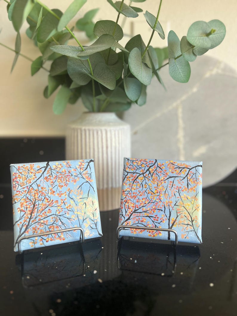 Artwork of Cherry Blossoms | Oil & Acrylic Painting | 4x4 Canvas | Wall ...