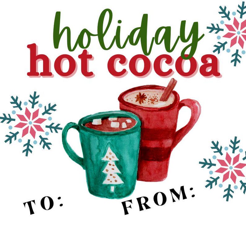 Holiday Hot Cocoa Downloadable Gift Tag Prints 12 per Page - Etsy