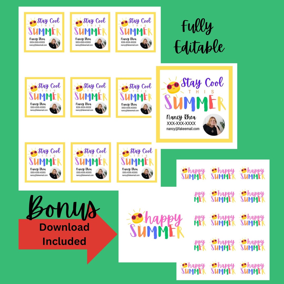 Stay Cool This Summer Marketing Popby Tag Editable Digital Download - Etsy