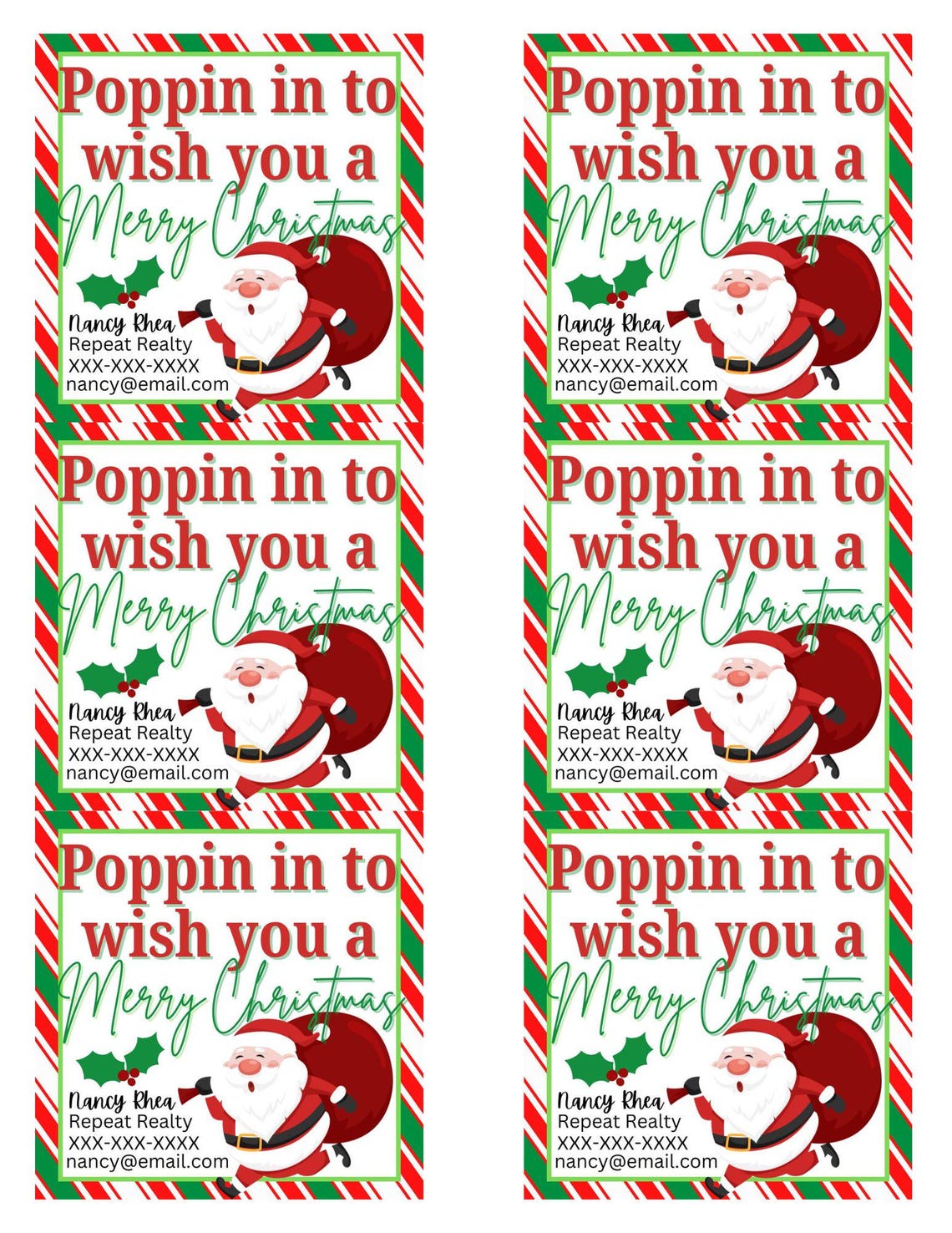 Poppin in to Wish You A Merry Christmas Santa Themed Gift or Pop by Tag ...