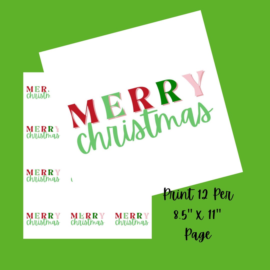 Merry Christmas Tag Printable Digital Download - Etsy