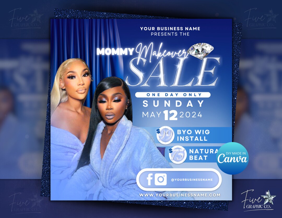 Mommy Makeover Sale Flyer, Blue Makeup Artist Template (digital ...