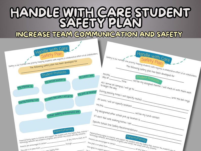 Handle With Care Student Safety Plan - Etsy
