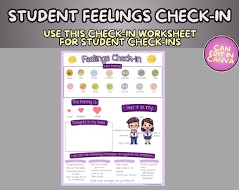 Feelings Check-in Printable Worksheet for Kids, Emotions Check In, My ...