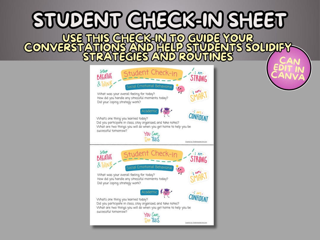 Student Check-in Sheet - Etsy