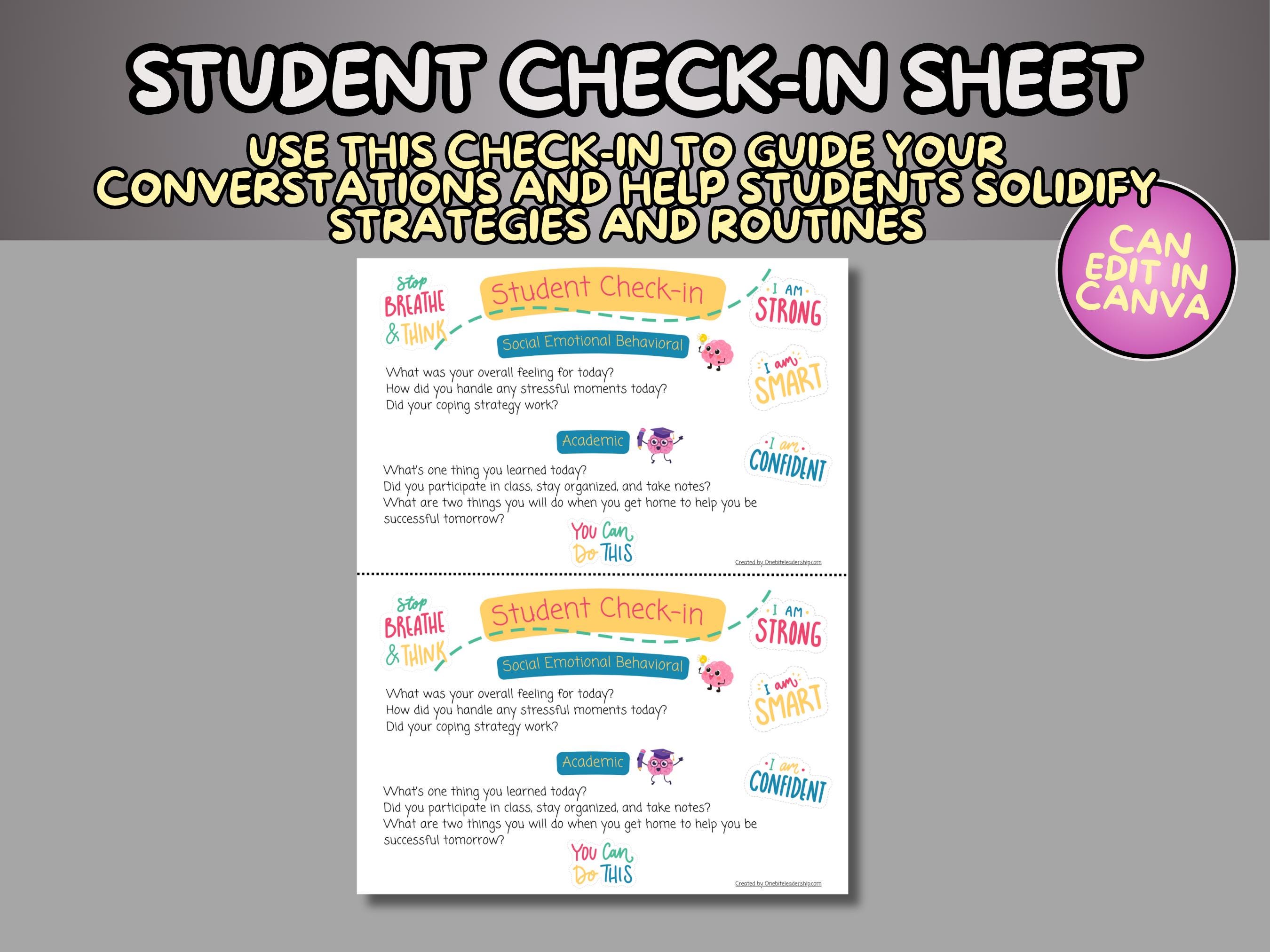 Student Check-in Sheet - Etsy