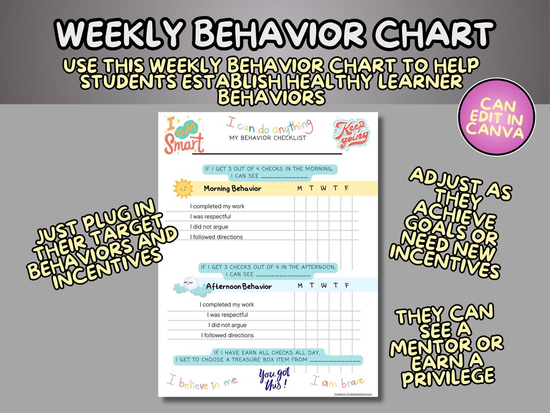 Weekly Behavior Chart - Etsy