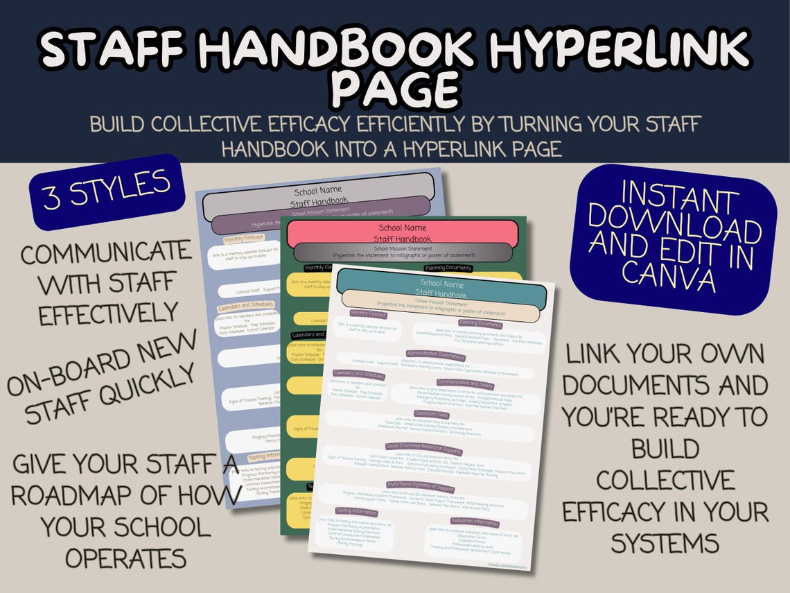 Staff Handbook Hyperlink Template - Etsy