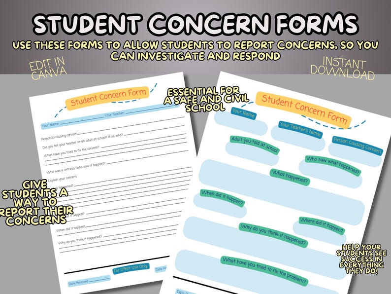 Student Concern Forms - Etsy