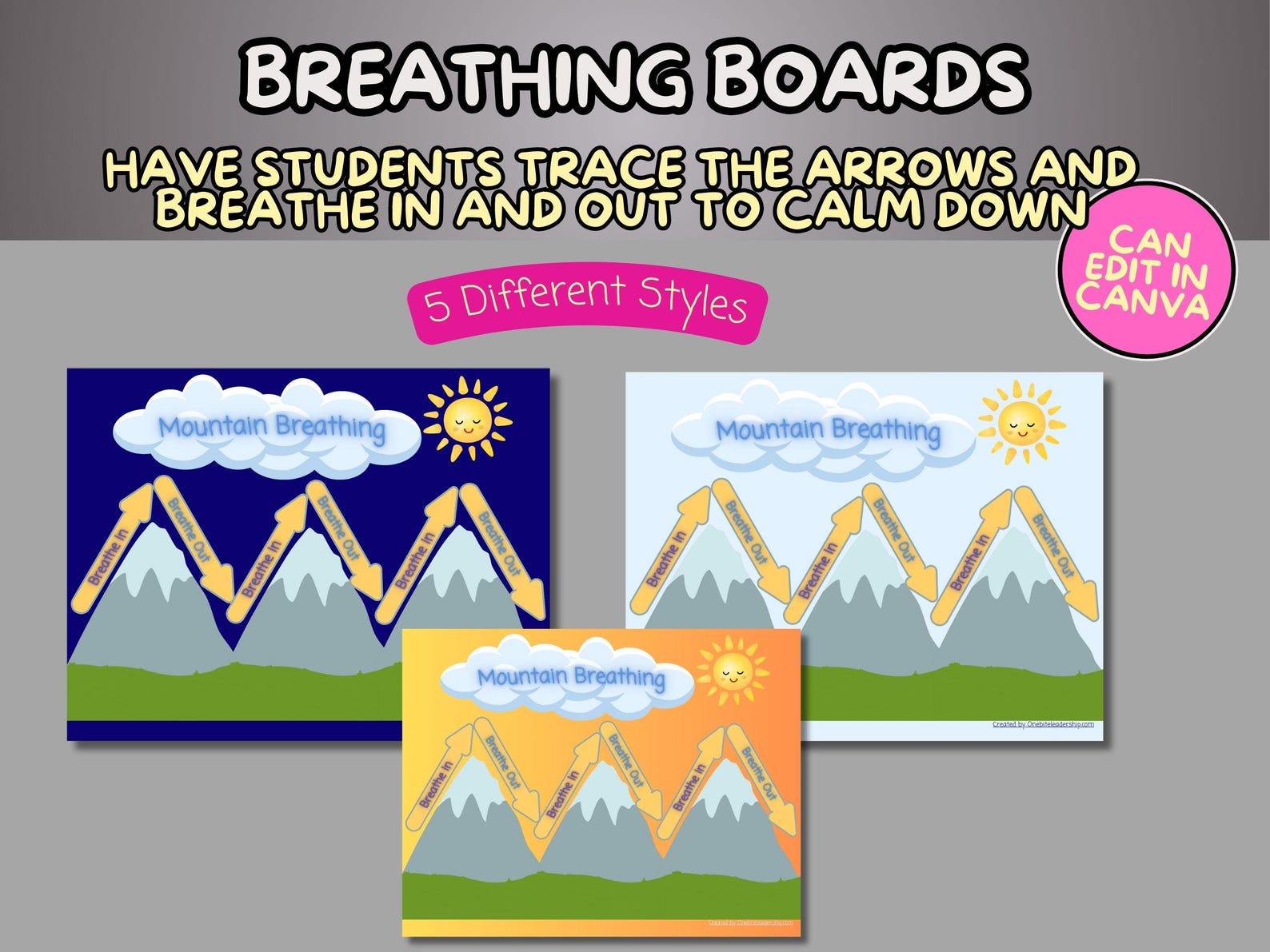 Mindfulness Breathing Boards: Calming Mountain Design (canva Editable ...