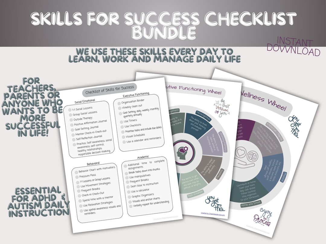 Skills for Success Checklist Bundle - Etsy