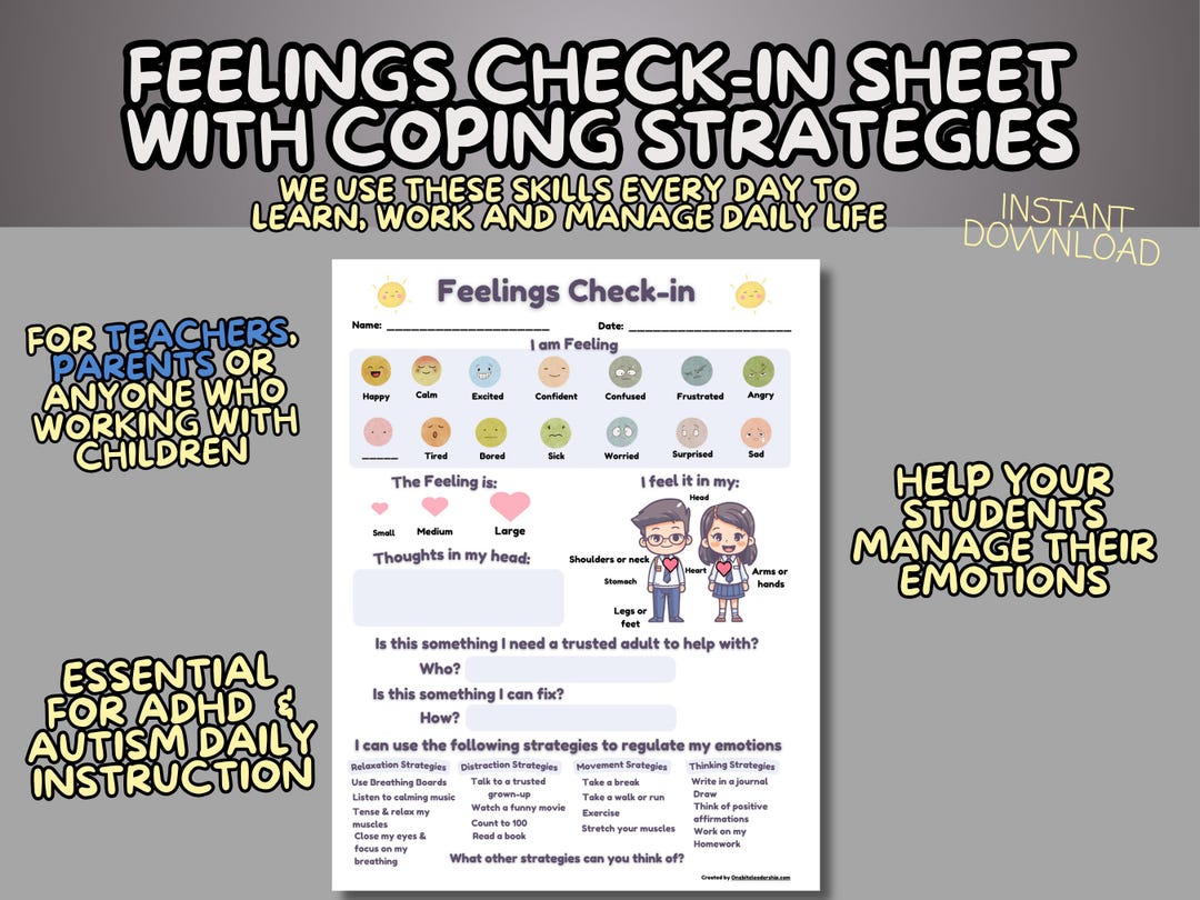 Feelings Check-in Guide for Counselors, Social Workers, Teachers ...